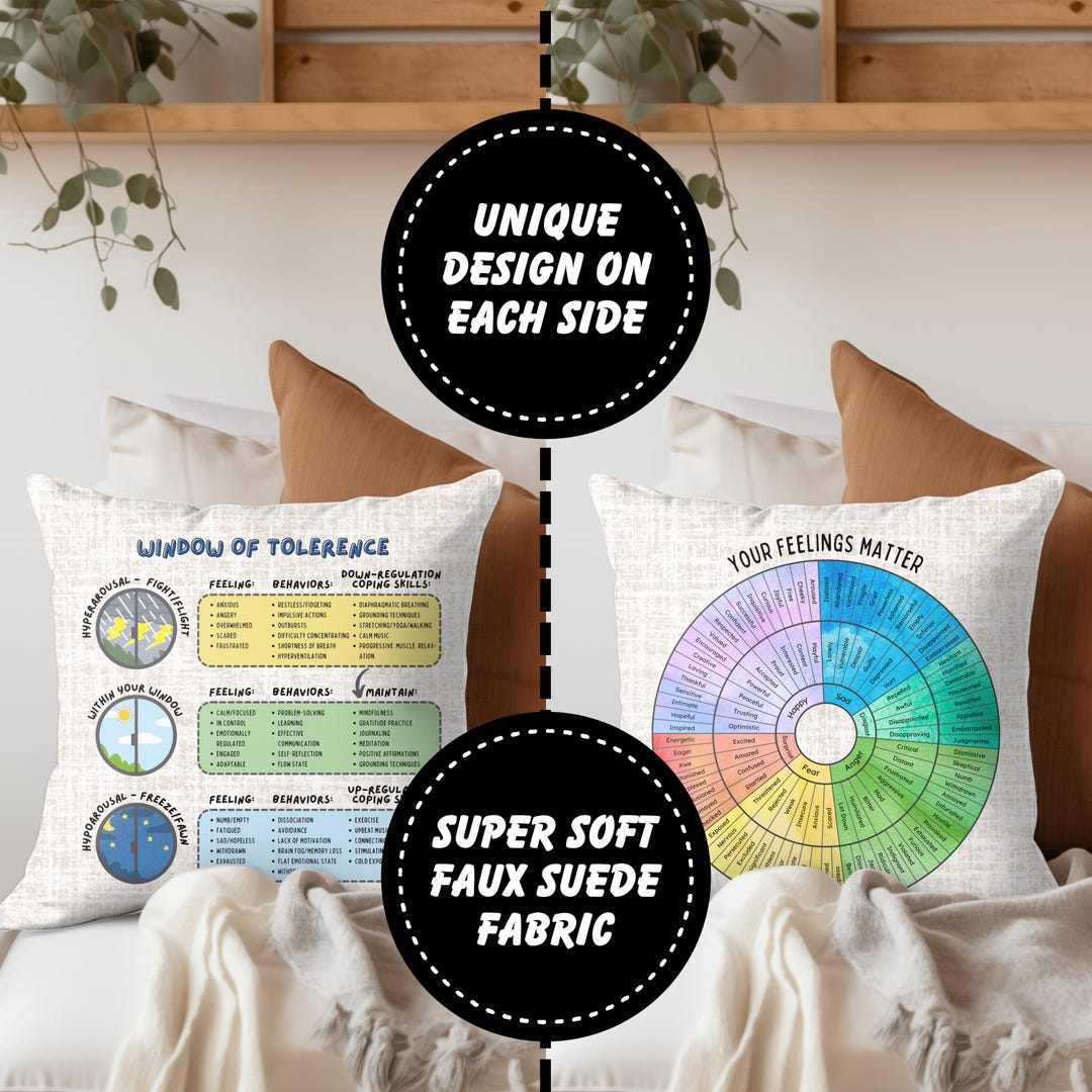 Feelings Wheel Window of Tolerance Faux Suede Pillowcase for Emotional ...