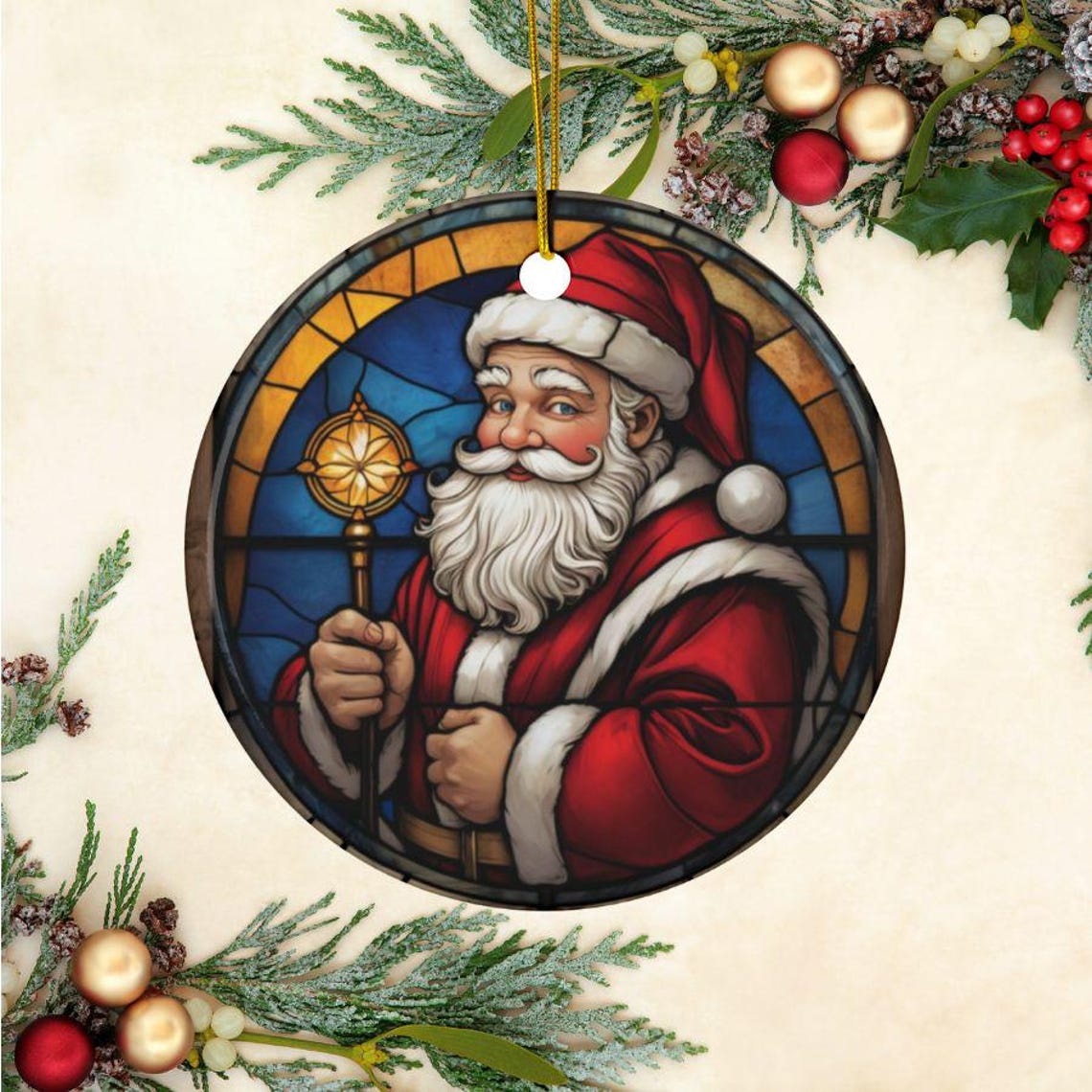 Rustic Santa Claus Christmas Ornament, Jolly St Nick Ornament, Santa ...