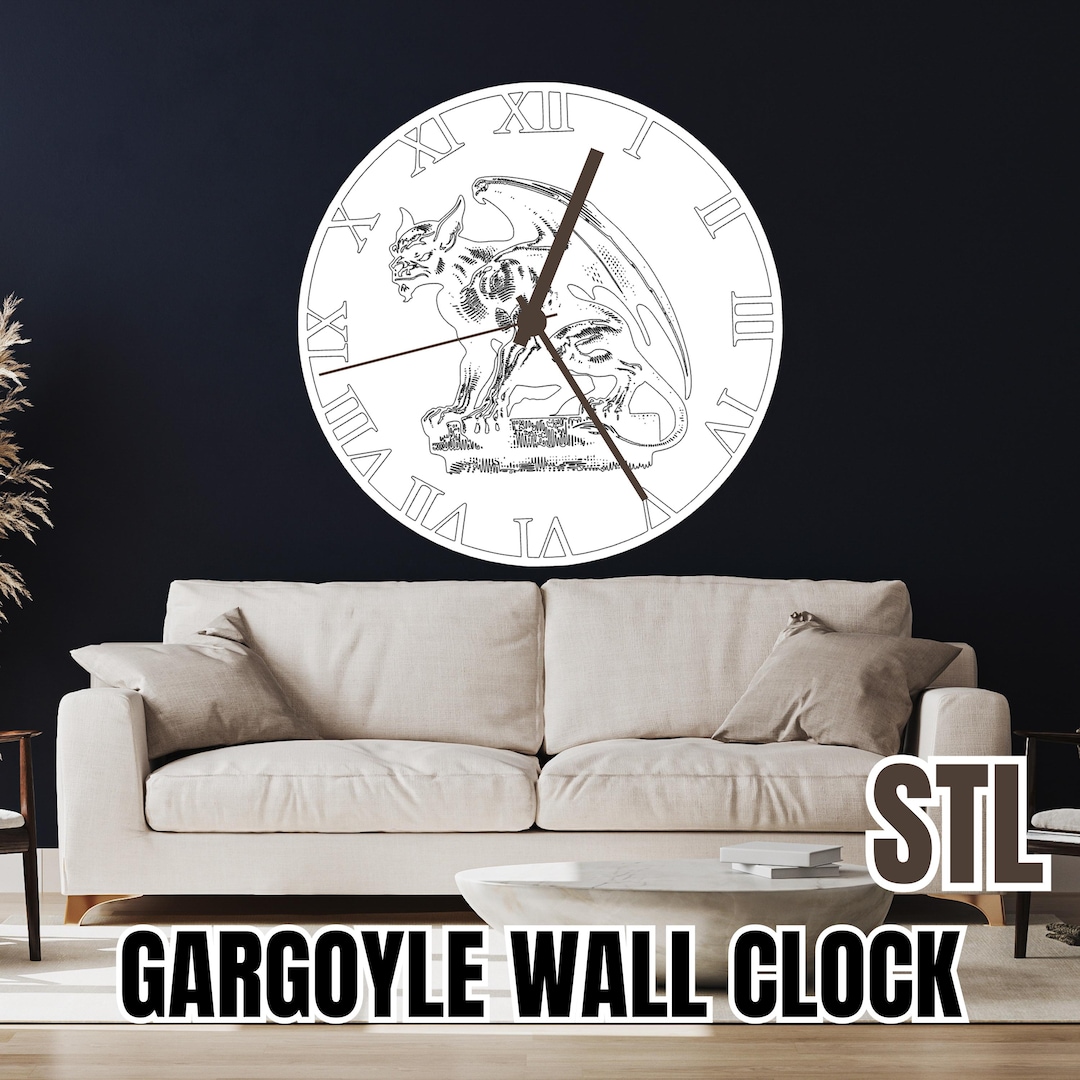 Gargoyle Wall Clock STL File - 3D Printable Digital Clock Design - DIY ...