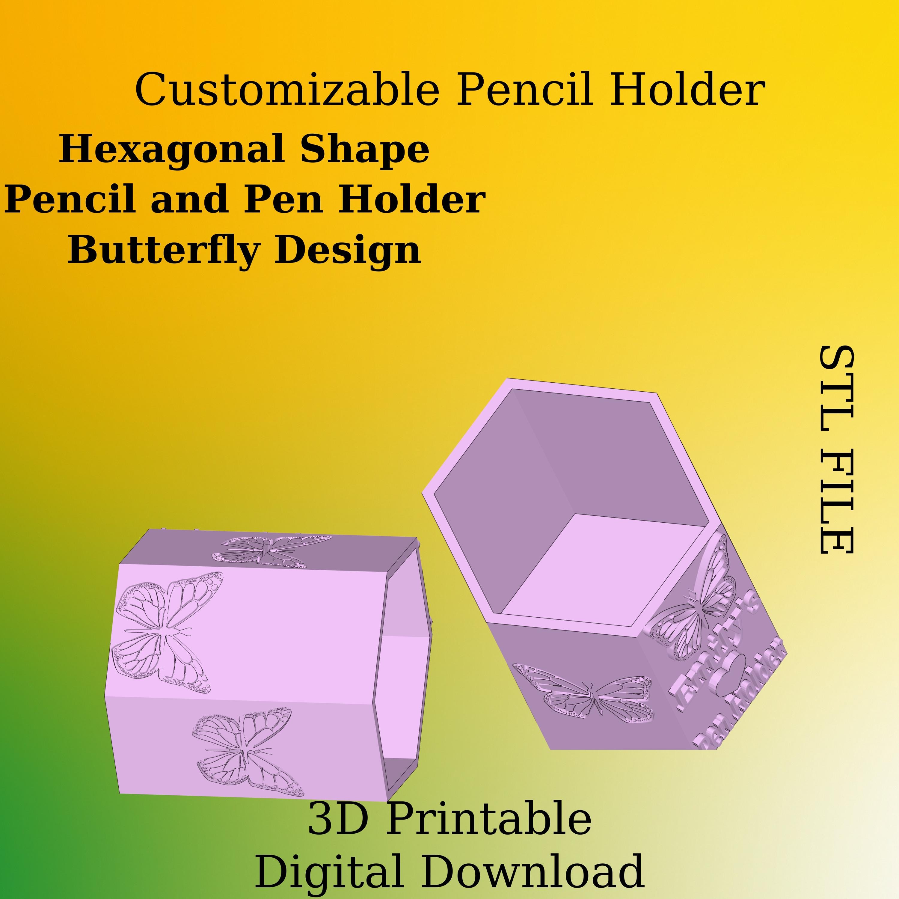3D Printable Butterfly Pencil Holder | Hexagonal Design STL File ...