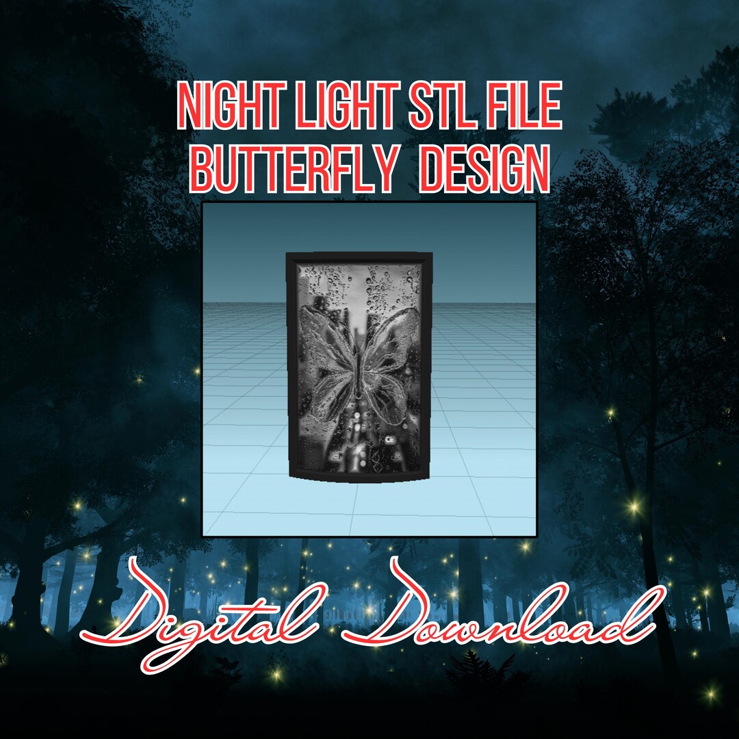 Butterfly Night Light STL File for 3D Printing - Digital Night Light ...