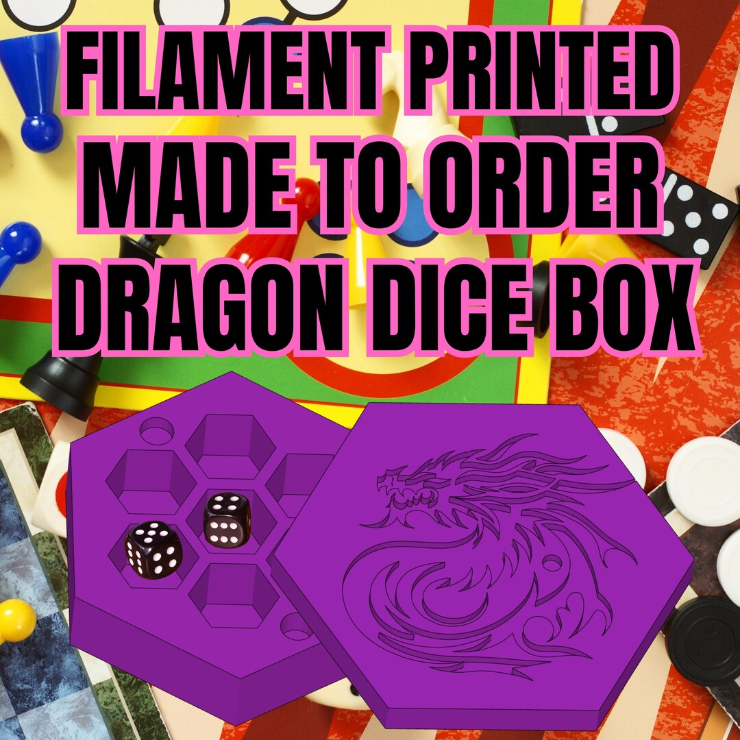 Custom Dragon Dice Box 3D Printed Hexagonal Dice Holder With Magnetic Closure Durable PC ...