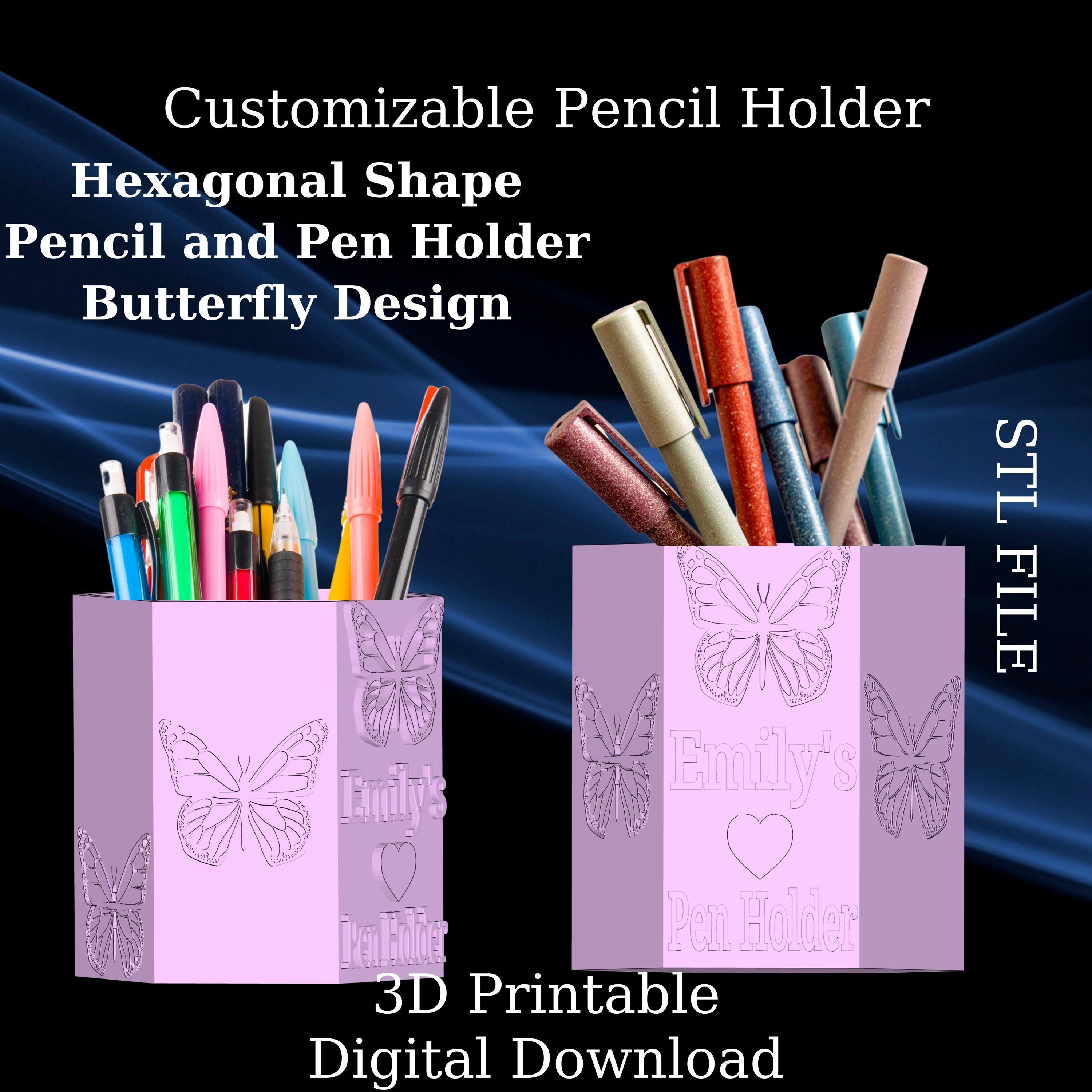 3D Printable Butterfly Pencil Holder | Hexagonal Design STL File ...