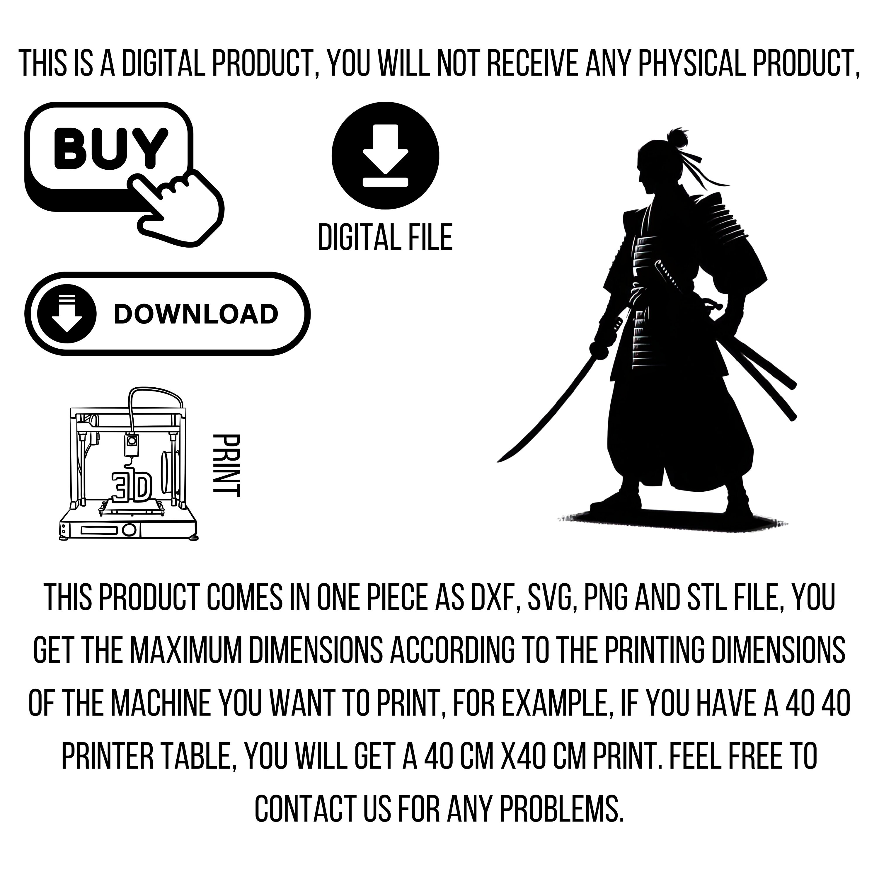 Samurai Warrior DIY Wall Art for 3D Prints - 3D Printing Samurai Figure ...