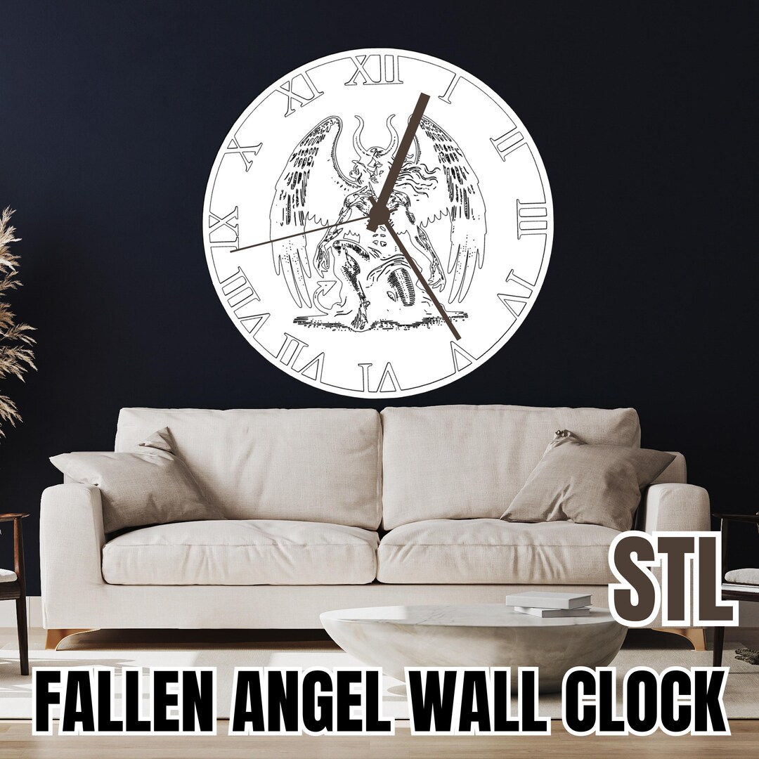 Fallen Angel Wall Clock STL File - 3D Printable Gothic Clock - DIY ...