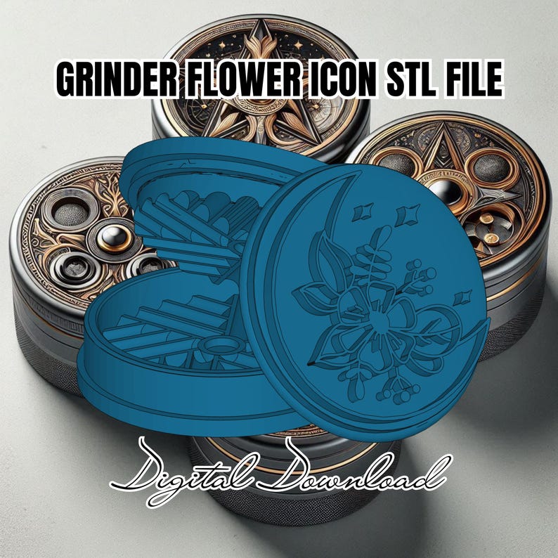 Grinder Flower Icon STL File for 3D Printing - 3D Printable Flower ...