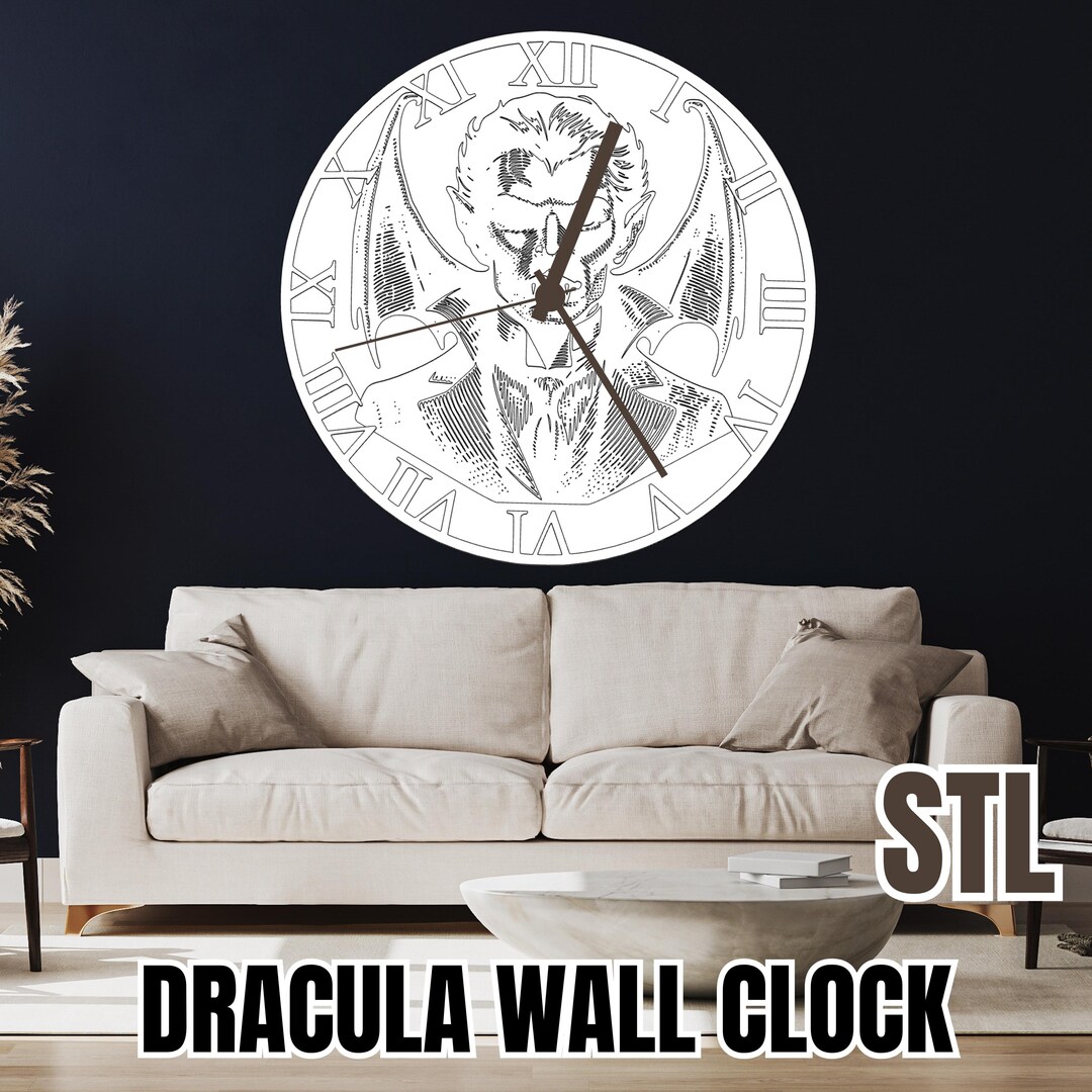 Dracula Wall Clock STL File - 3D Printable Gothic Clock - DIY Vampire ...