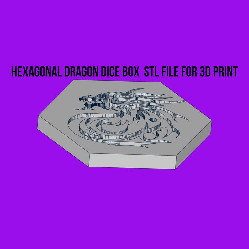 Dragon Hexagonal Dice Box STL File for 3D Print - Dragon Design Dice ...