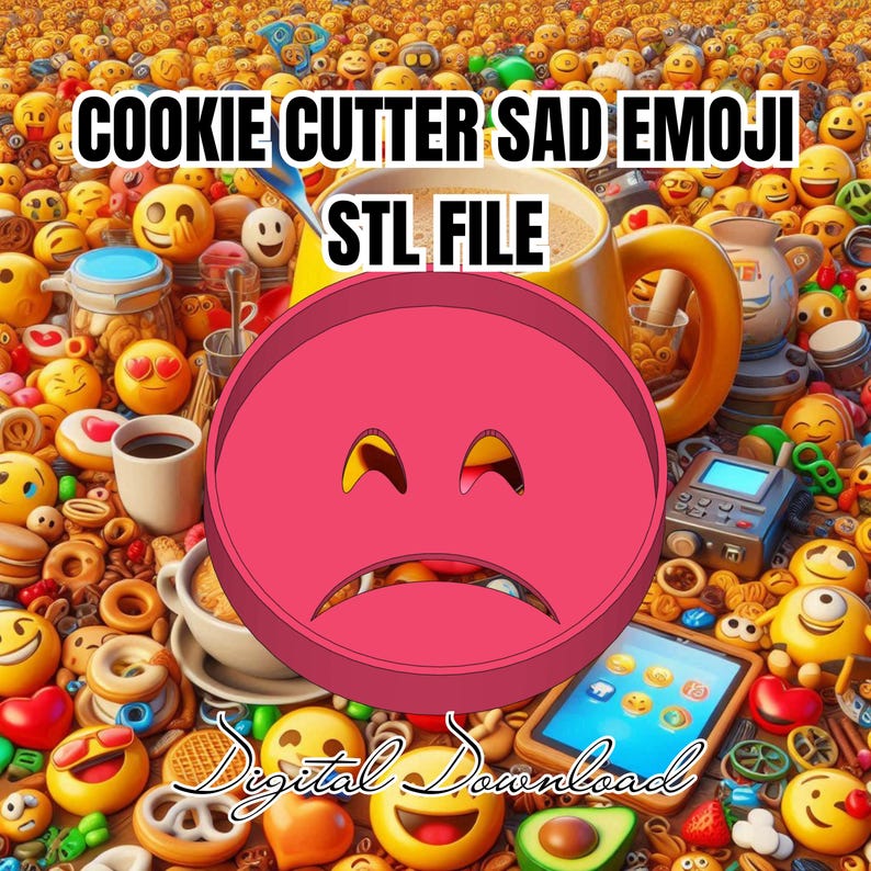 Sad Emoji Cookie Cutter STL File - 3D Printable Cookie Mold Pastry ...