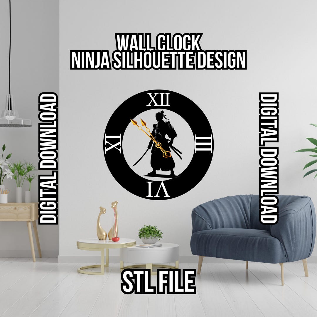 Ninja Warrior Wall Clock: 3D Printable STL & SVG File (digital Download ...