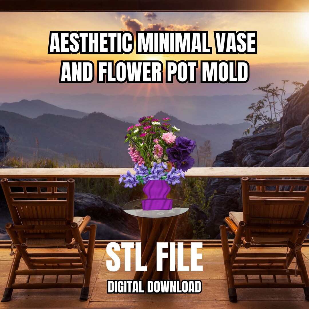 Aesthetic Minimal Curved Vase and Flower Pot Mold 3D Model STL File ...