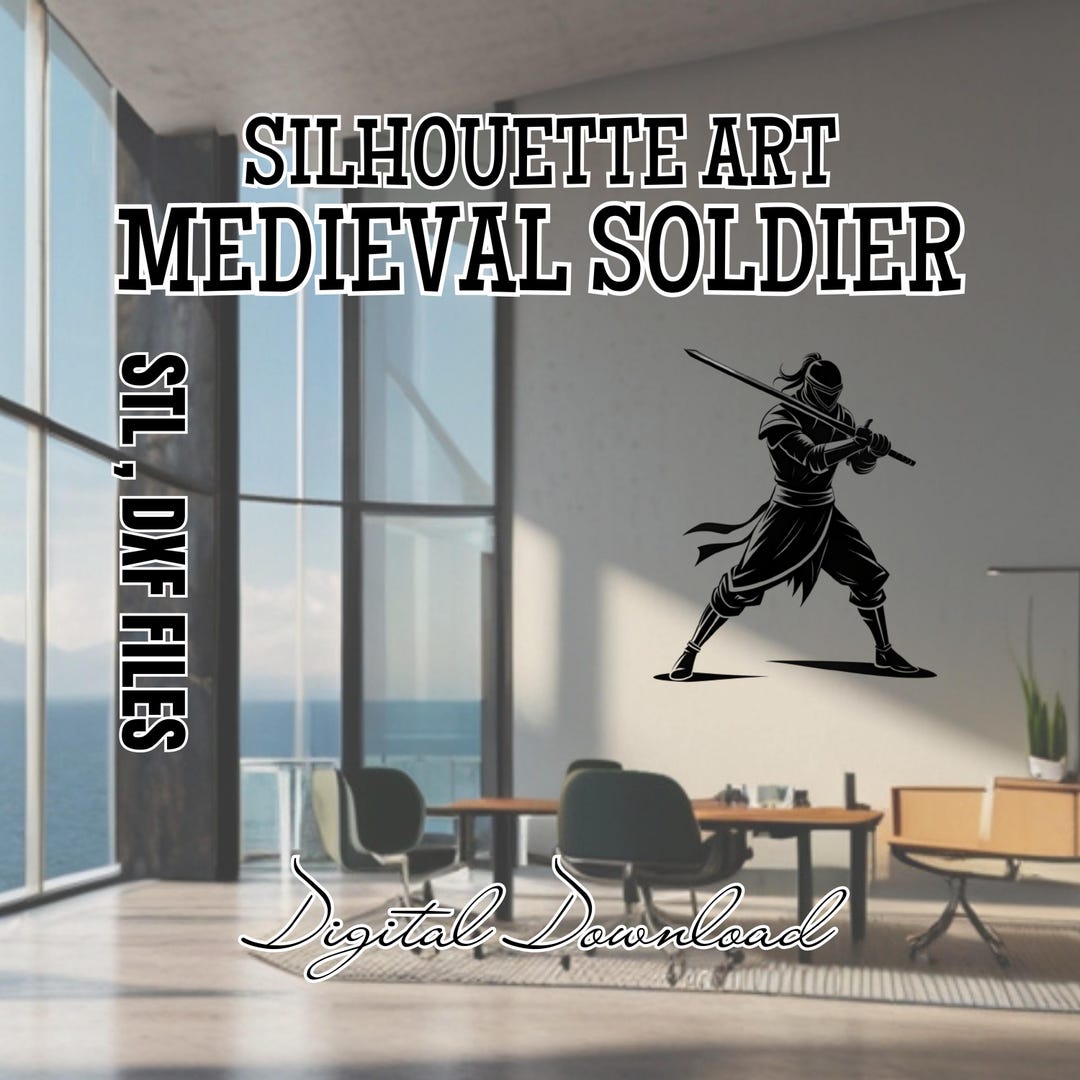 Knight Silhouette With Sword for 3D Prints - STL, DXF, SVG Files for 3D ...