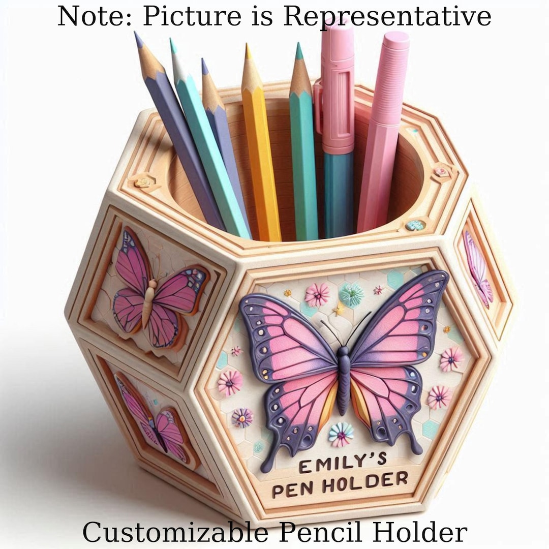 3D Printable Butterfly Pencil Holder | Hexagonal Design STL File ...