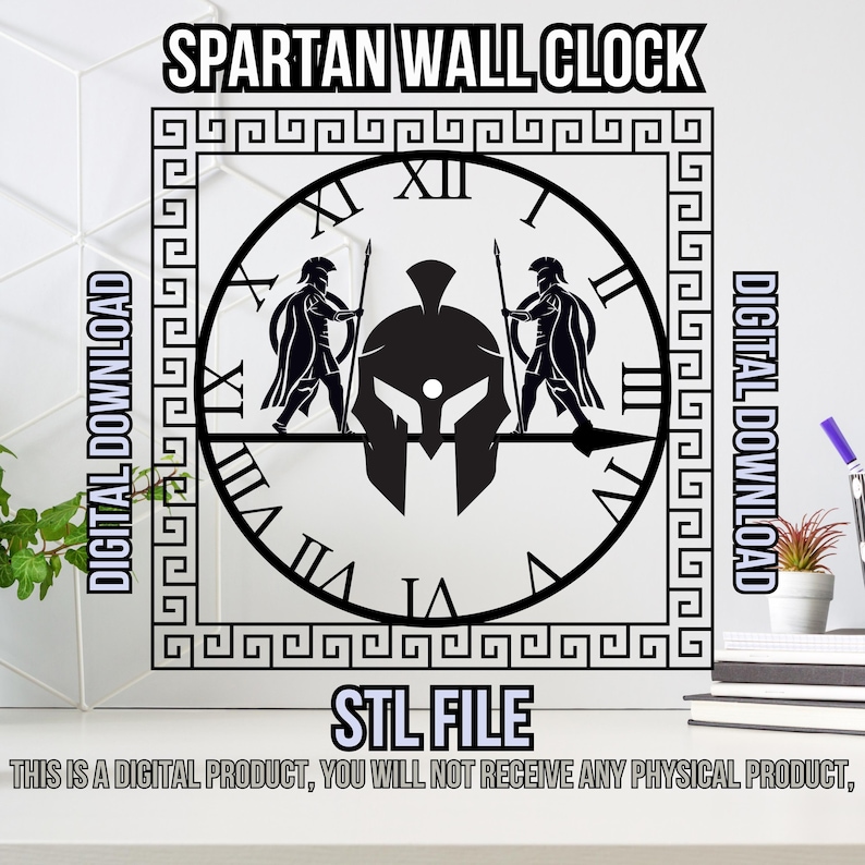 Spartan Wall Clock - STL File - 3D Printable File - DIY Home Decor ...