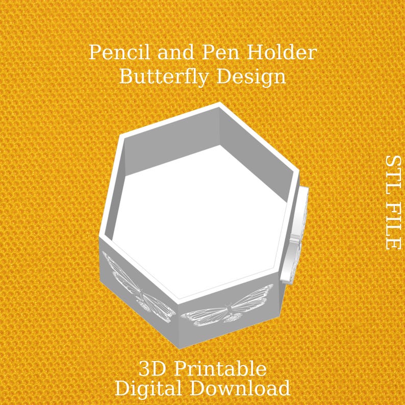 Butterfly Hexagonal Pencil Holder: 3D Print STL File - Etsy Australia