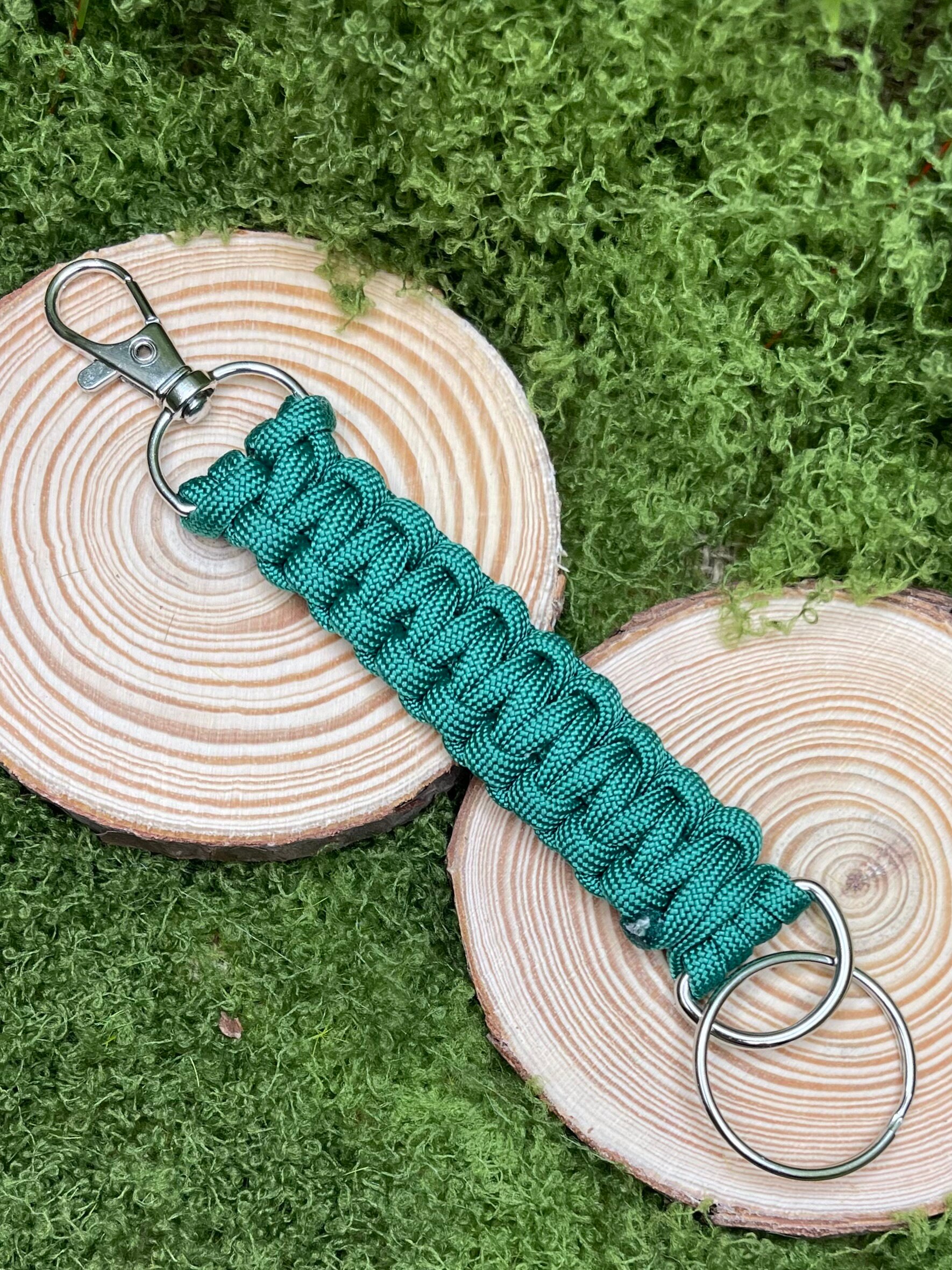 Paracord Keychain Split Ring/lobster Claw - Green/red/white/black/gray ...