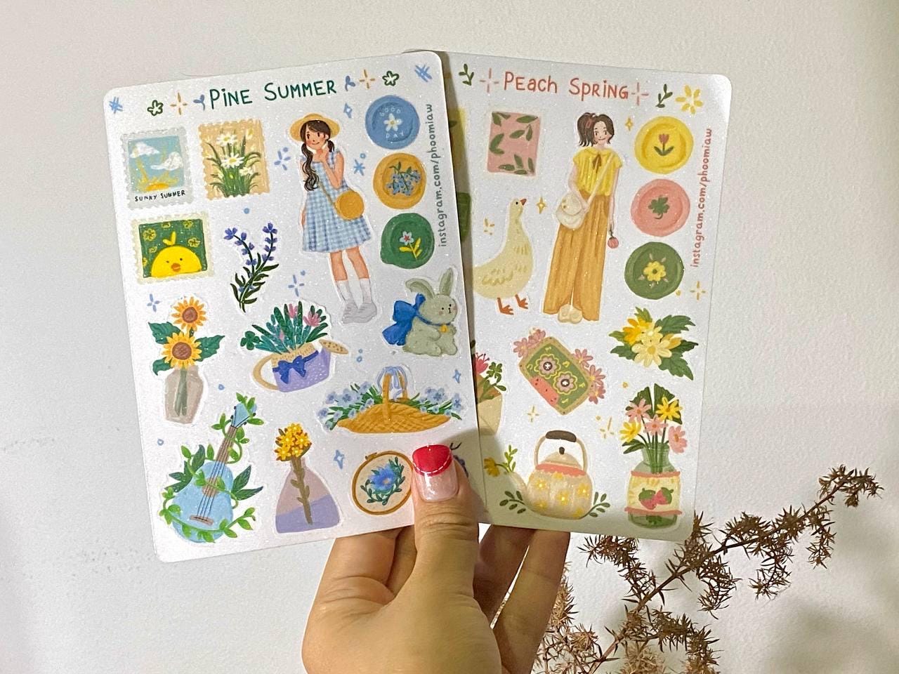 Whimsical Spring Sticker Color Palette of Season Sticker Sheet ...