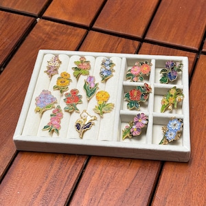 Flower Enamel Pin: Gold Plated Botanical Badges, Floral Jewelry Gift ...