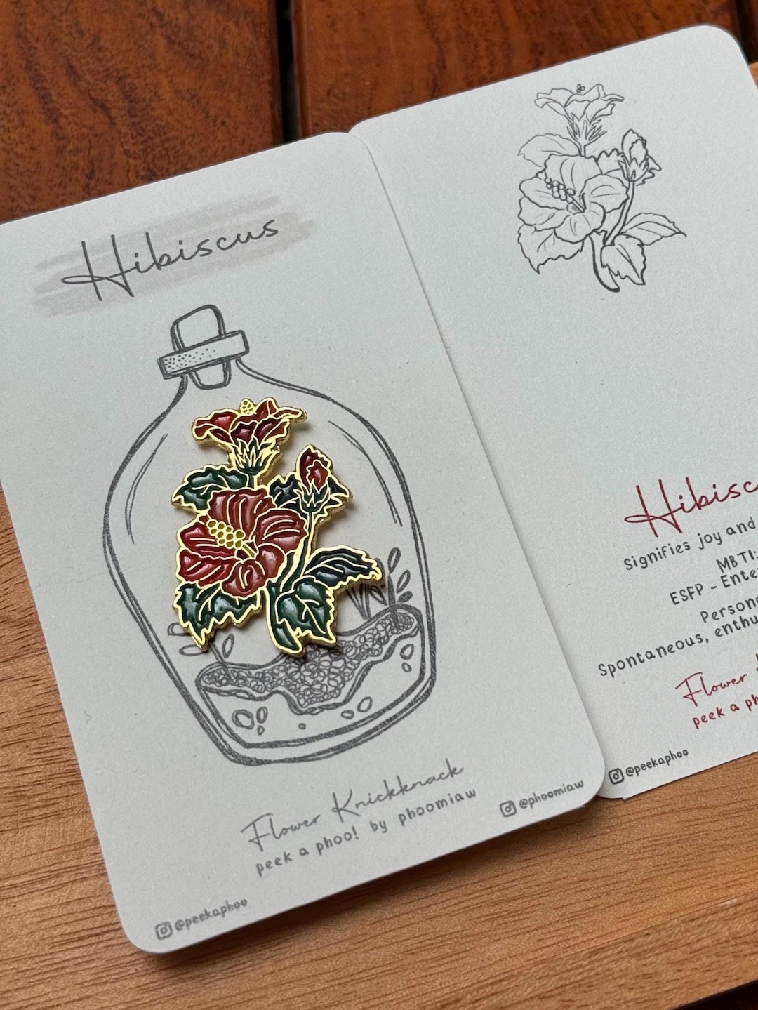 Hibiscus Flower Knickknack, Flower Enamel Pin, Cute Floral Button ...