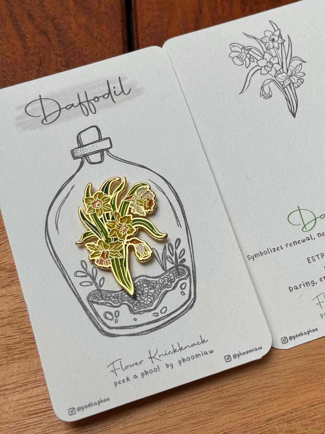 Daffodil Flower Knickknack, Flower Enamel Pin, Cute Floral Button ...