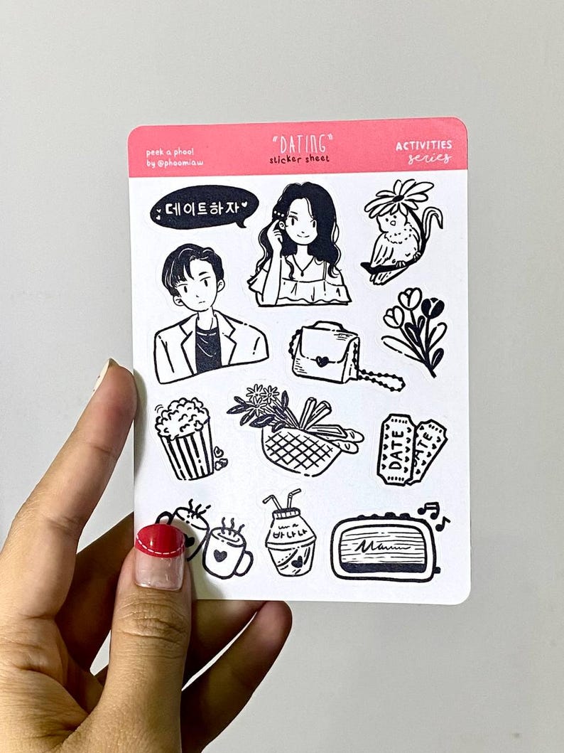 A6 Activities Sticker Sheet, Travelling, Working, Dating, Cafe Chill ...