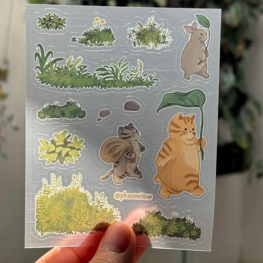 Cat & Bunny as Three Ghibli Totoro Sticker Interactive Transparent ...