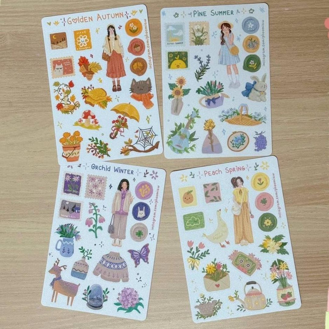 Seasons Sticker Set, Scrapbook Planner Stickers, Glitter Laminated - Etsy