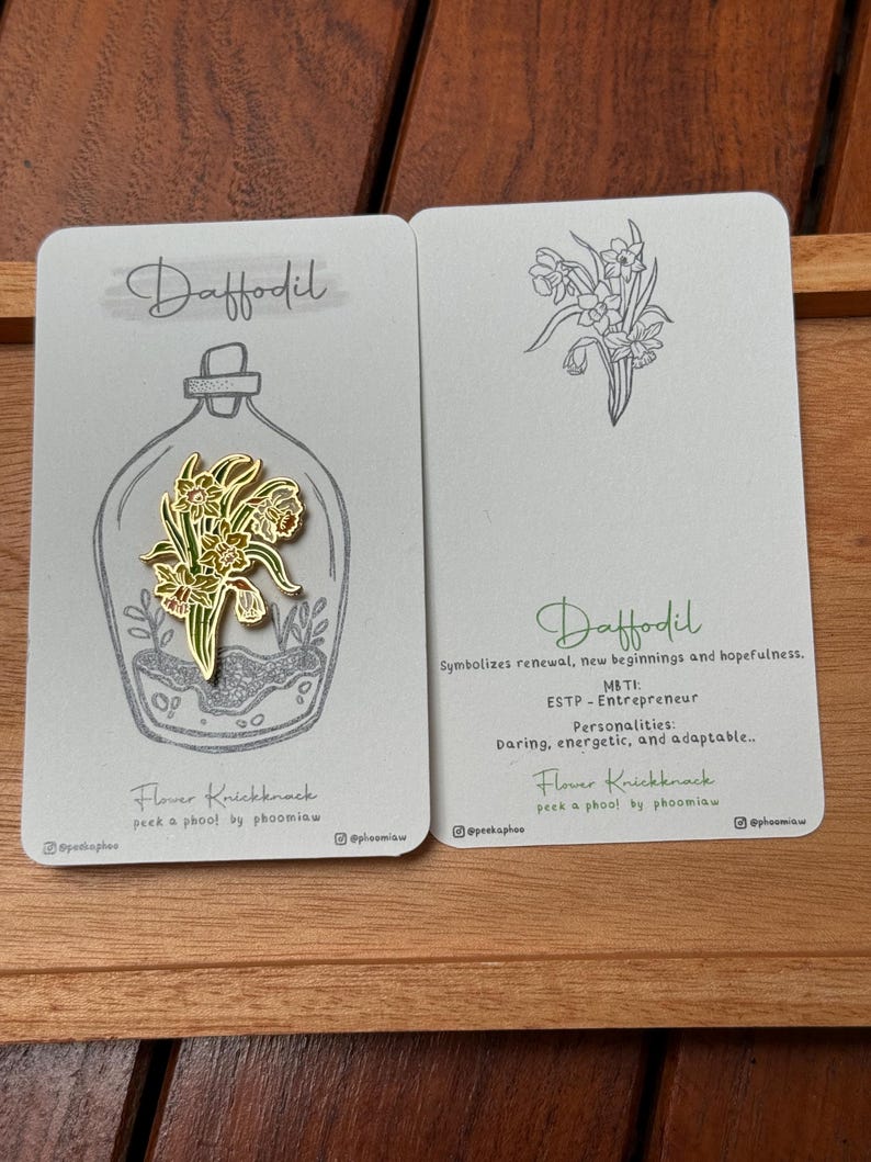 Daffodil Flower Knickknack, Flower Enamel Pin, Cute Floral Button ...