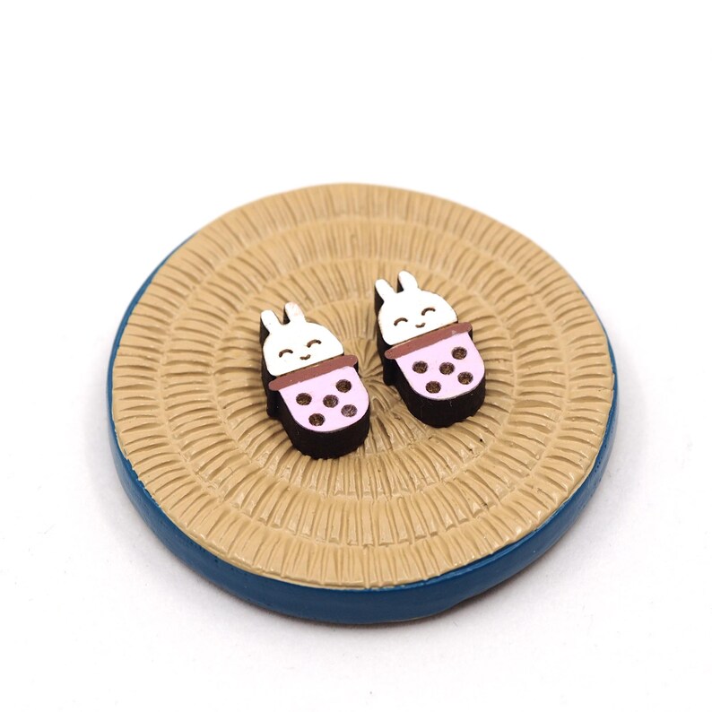 Kawaii Rabbit Usagi Bubble Tea Boba Tea Studs Laser SVG File cute ...