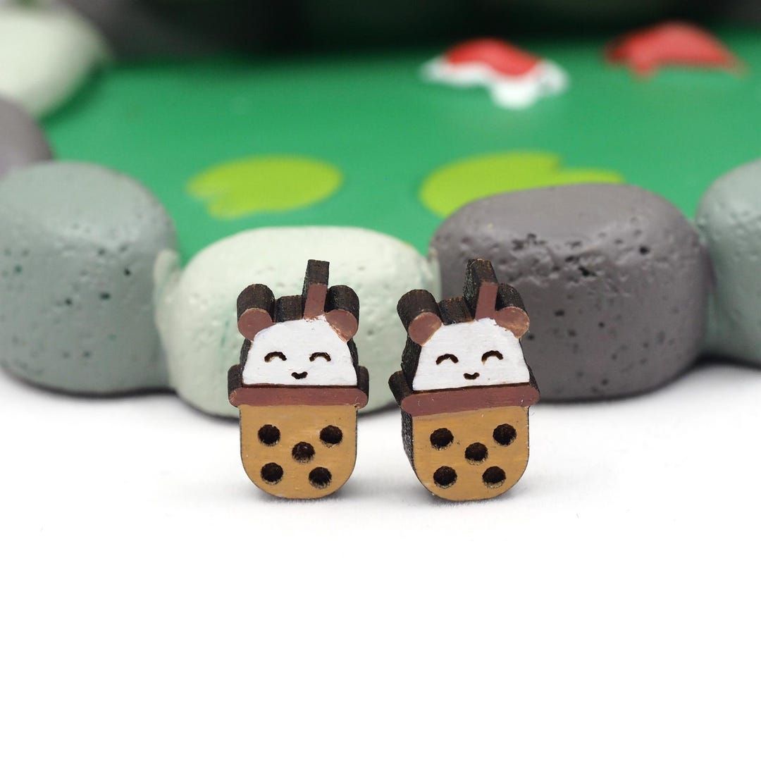 Kawaii Kuma Bear Bubble Tea Boba Tea Studs Laser SVG File (cute ...