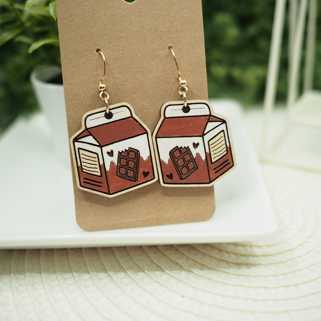 Kawaii Chocolate Milk Carton Earrings Laser SVG File | Carton Style ...