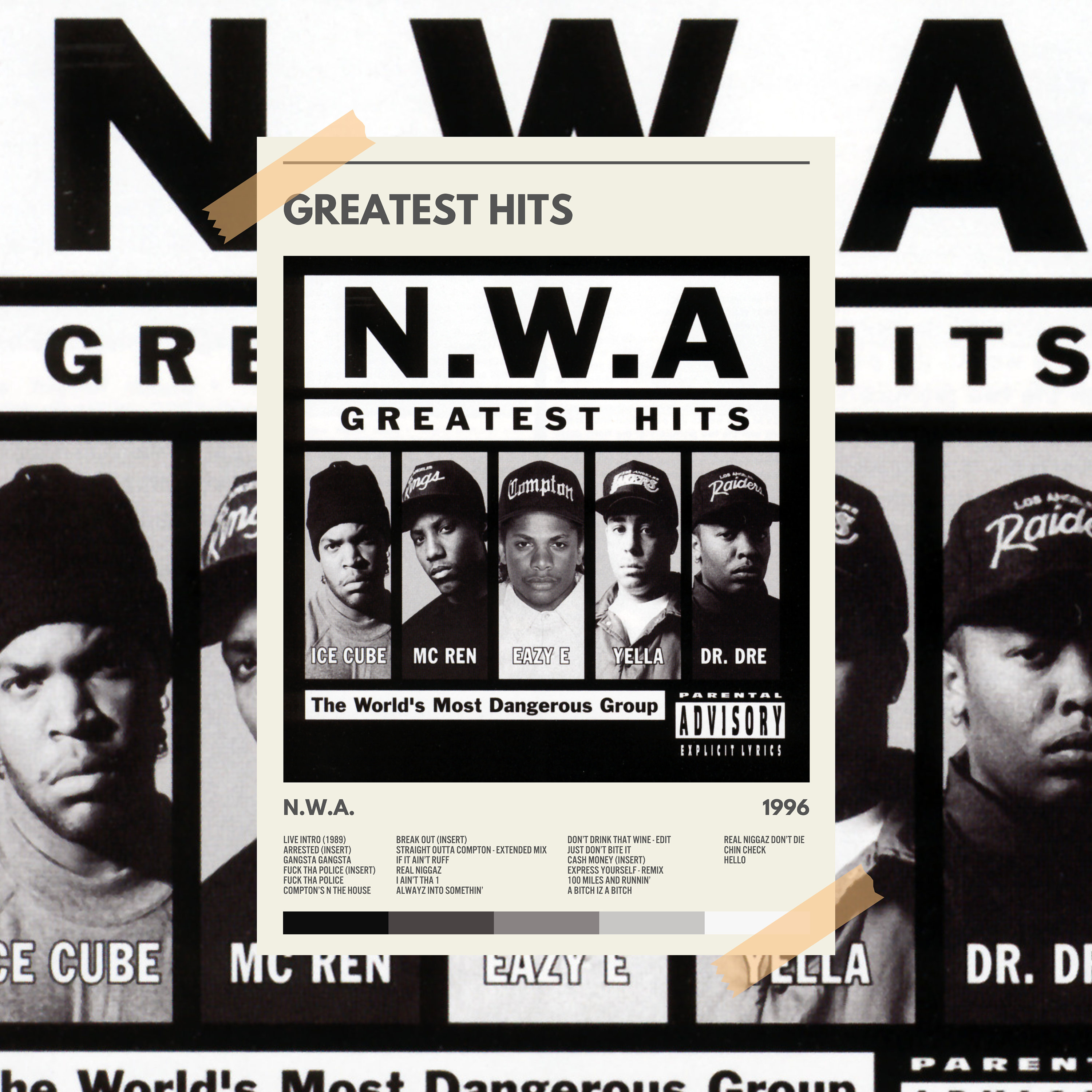 NWA - Greatest Hits - Album Poster sold by Derelict Dotty | SKU 3962223 ...