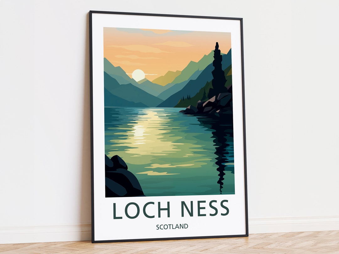 Loch Ness Scotland Graphic Travel Poster Loch Ness Scotland Print Loch ...