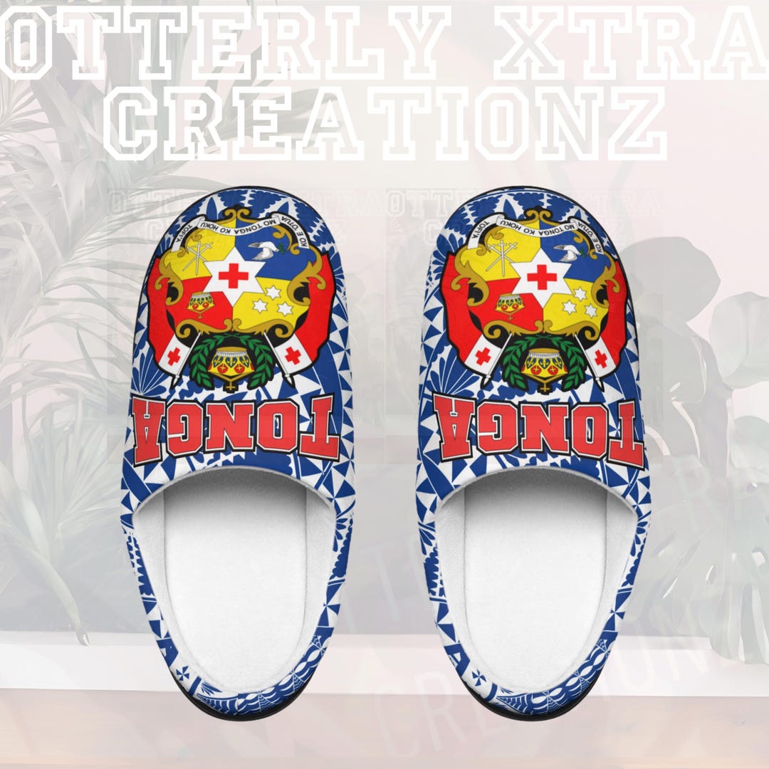 Blue Tonga Seal Indoor House Shoes, Tongan Pride Heritage Gift, Tongan ...