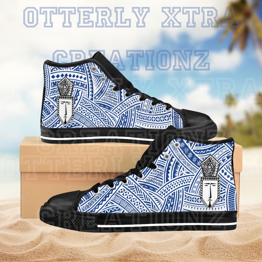 Micronesian High-top Sneakers Featuring Chuukese Tapuanu Mask ...