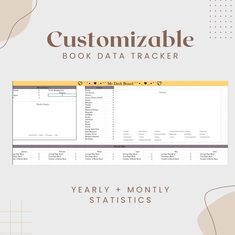 Customizable Book Data Tracker Excel Template - Reading Stats, Track ...