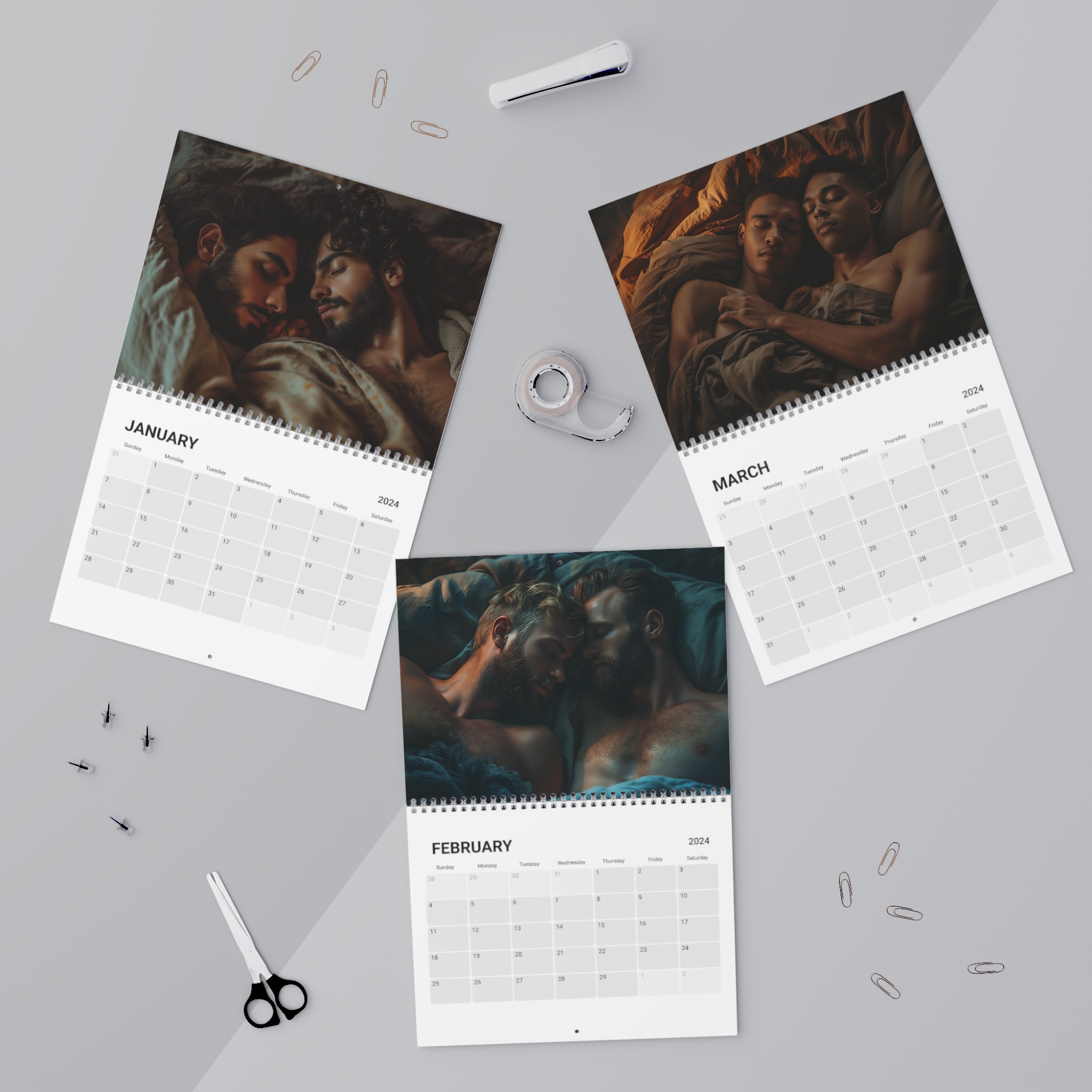 2024 Embraced Moments: Artistic Male Couples Calendar, Frontal Man ...