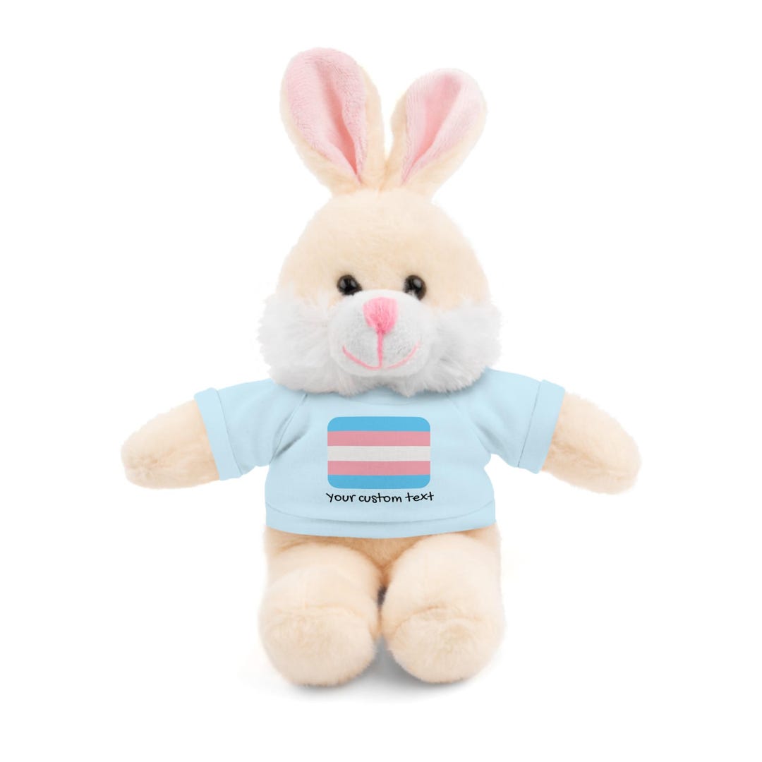 Customizable Transgender Tee Stuffed Animals, Plush Bunny With Pride ...