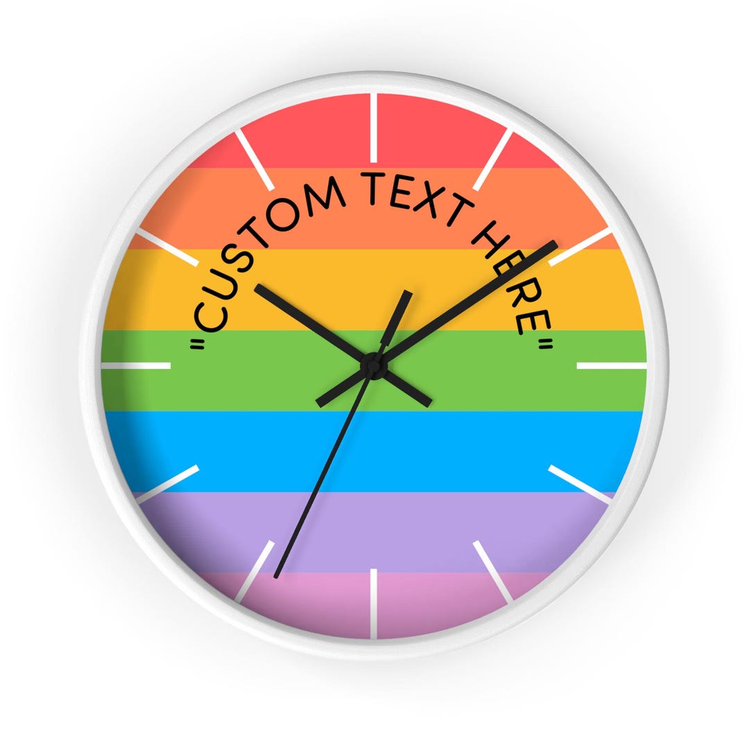 Custom Text, Rainbow Pride Wall Clock, LGBTQ Pride Clock, Gay Flag ...