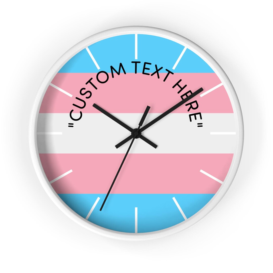 Custom Transgender Color Flag Wall Clock, Pride LGBT Transgender Flag ...