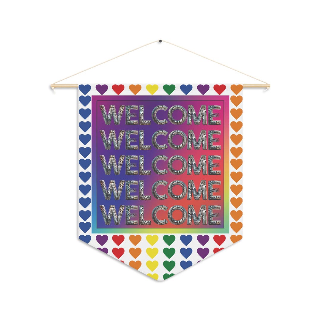 Pride Pennant, LGBTQ Flag Banner, Wall Decor, Rainbow Welcome Sign ...