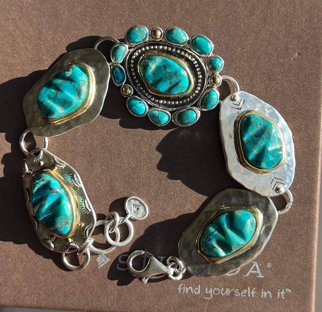 Silpada “santa Fe” Turquoise 925 Sterling Silver Brass Bracelet B3325 ...