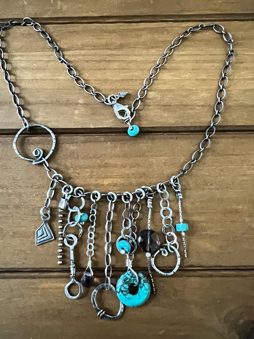 Silpada Rare HTF Sterling Silver Turquoise Smoky Quartz Fringe Dangle ...