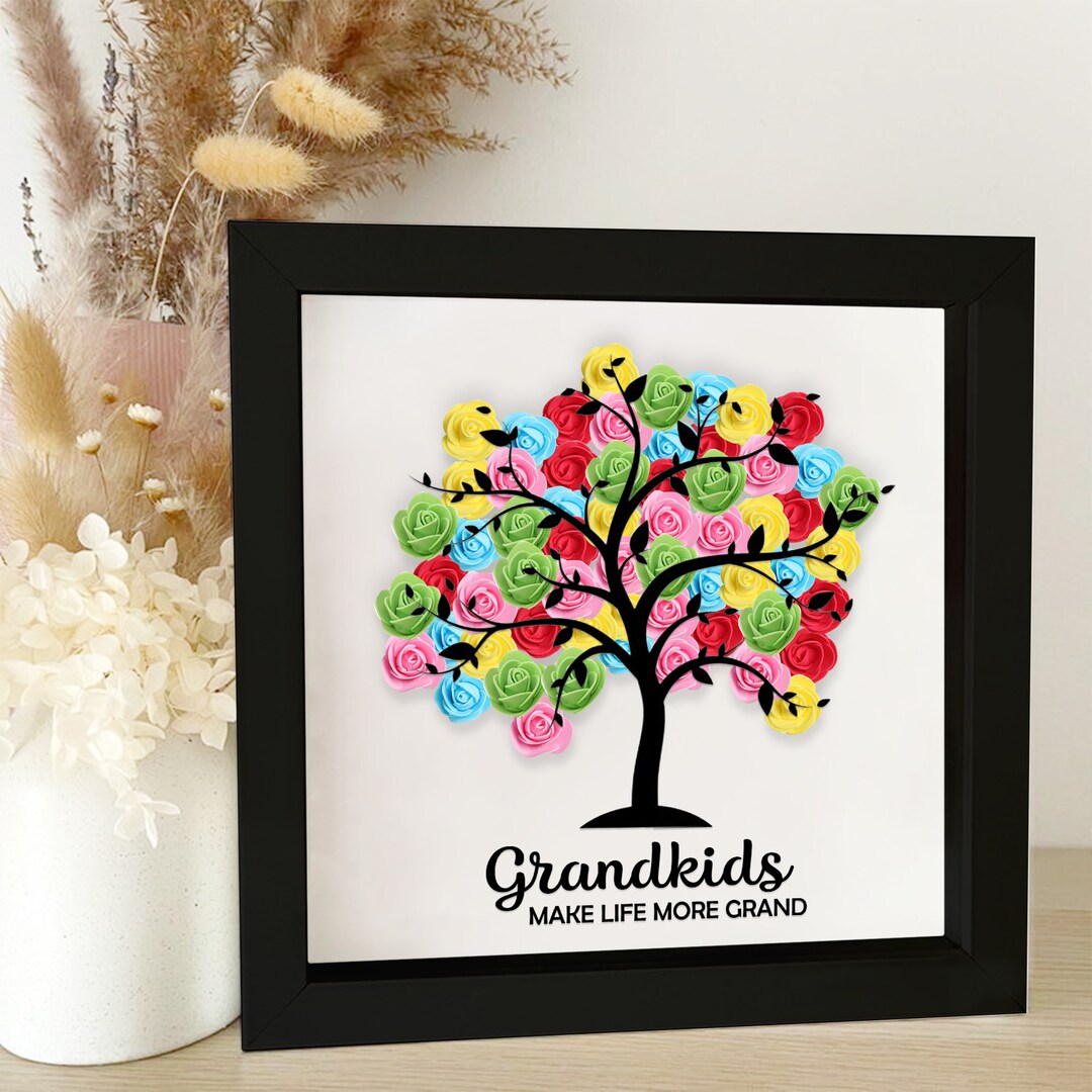 Custom Family Tree Flowers Shadow Box for Grandma, Meaningful Gift for ...