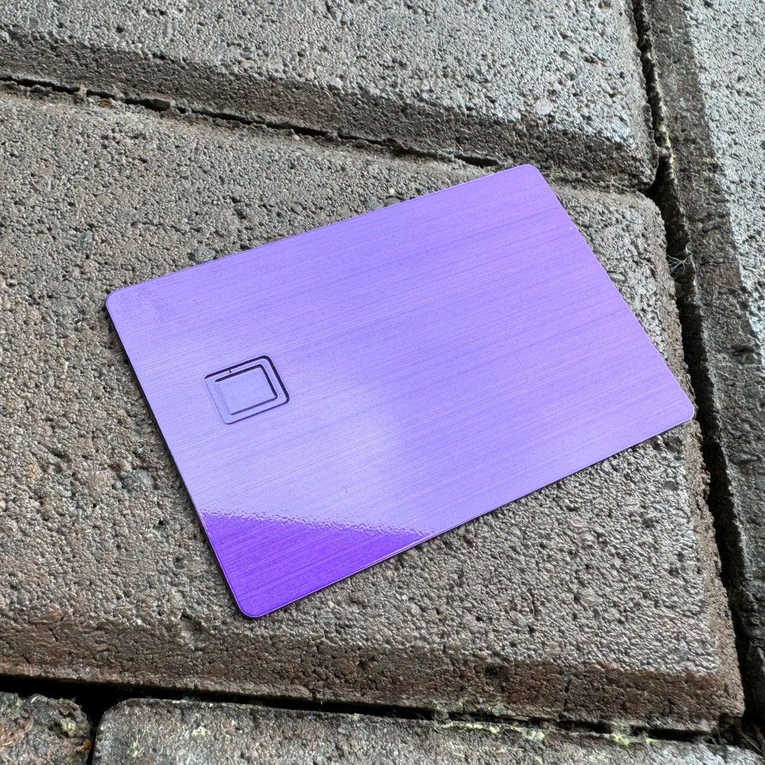 Heavy ATM Card W/magnetic Strip EMV Chip Purple Brush Metal Credit Card ...
