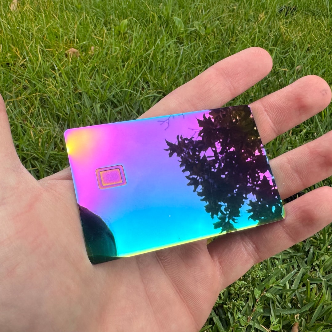 Heavy ATM Card W/magnetic Strip EMV Chip Rainbow Shiny Metal Credit ...