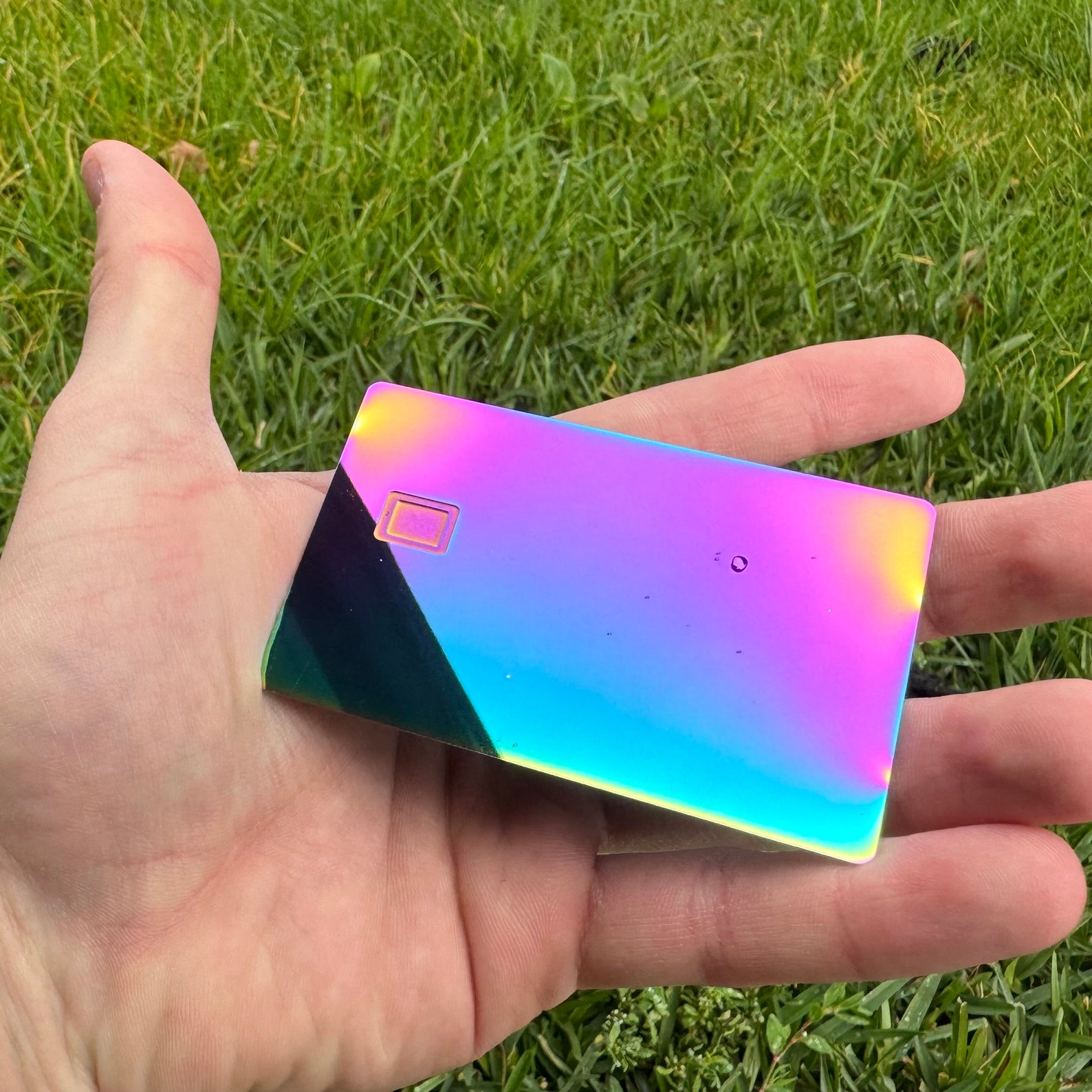 Heavy ATM Card W/magnetic Strip EMV Chip Rainbow Shiny Metal Credit ...