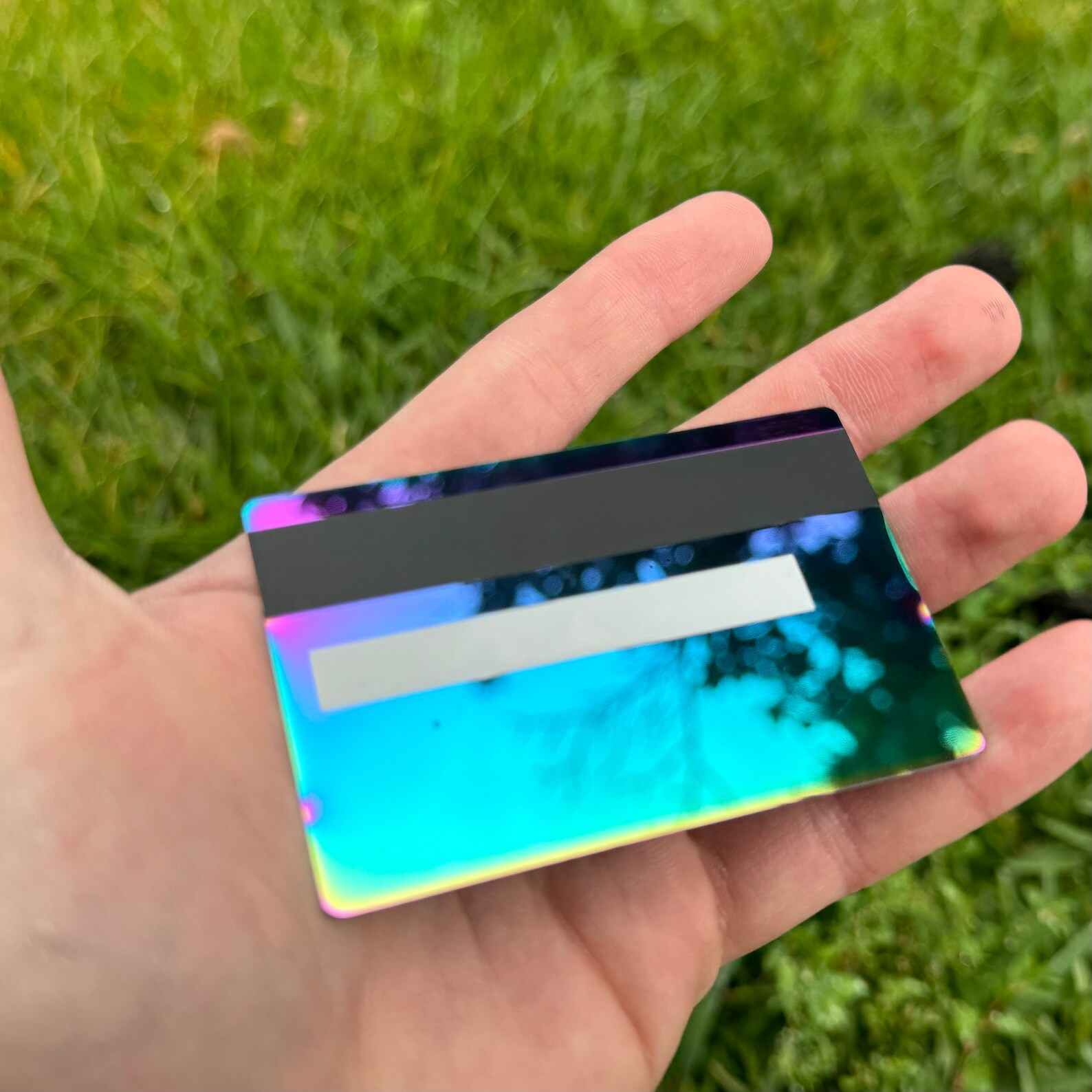 Heavy ATM Card W/magnetic Strip EMV Chip Rainbow Shiny Metal Credit ...