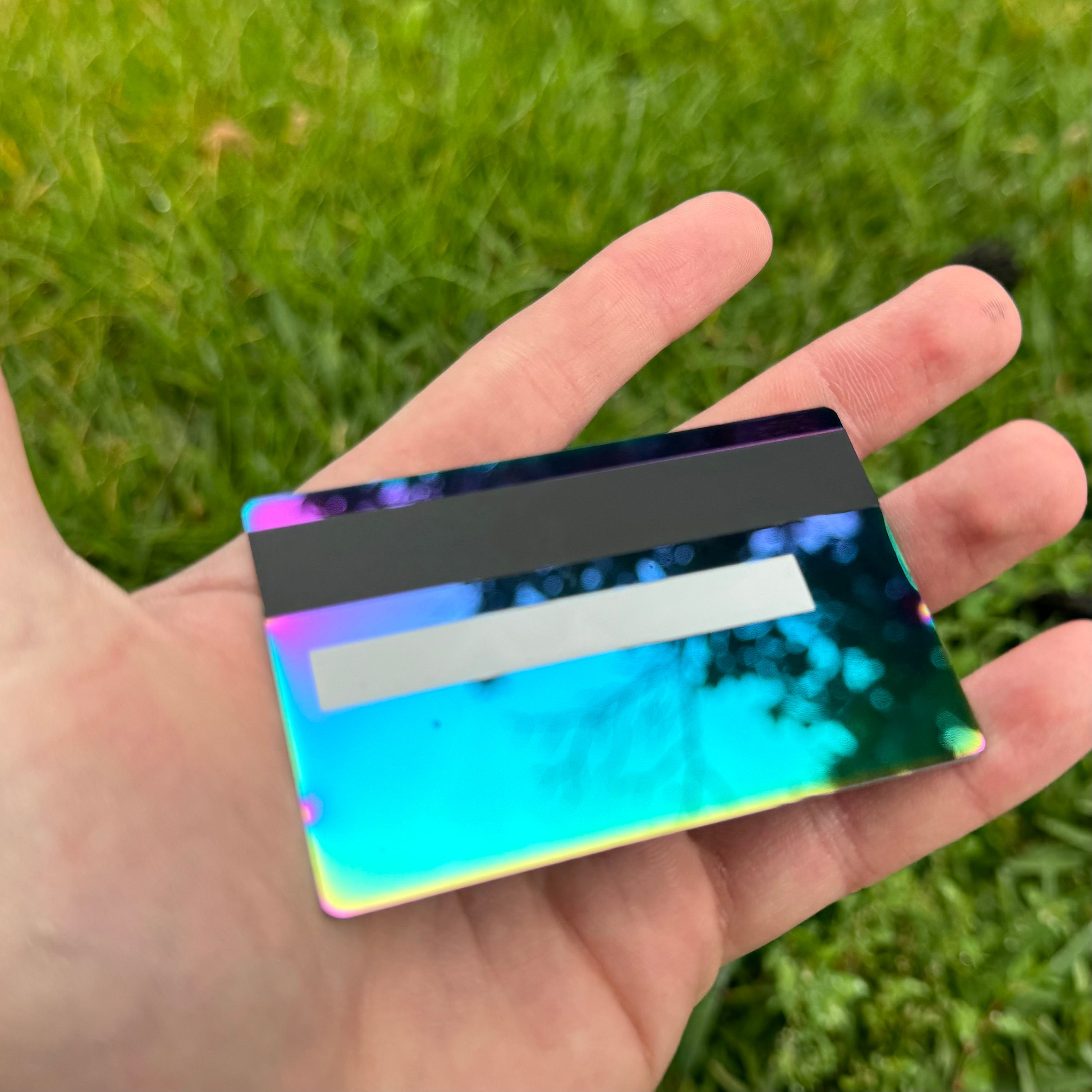 Heavy ATM Card W/magnetic Strip EMV Chip Rainbow Shiny Metal Credit ...