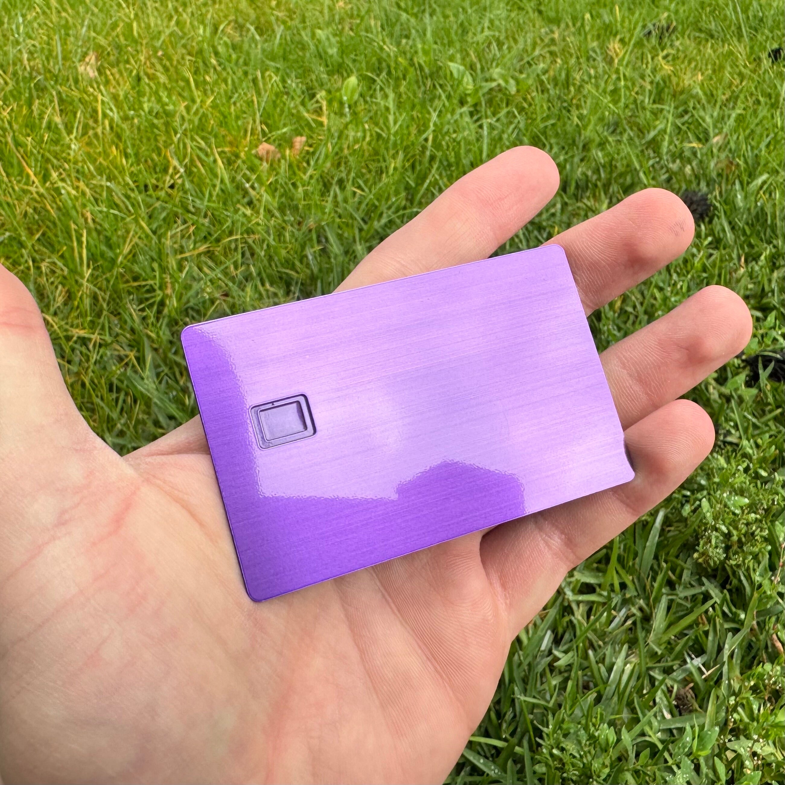 Heavy ATM Card W/magnetic Strip EMV Chip Purple Brush Metal Credit Card ...